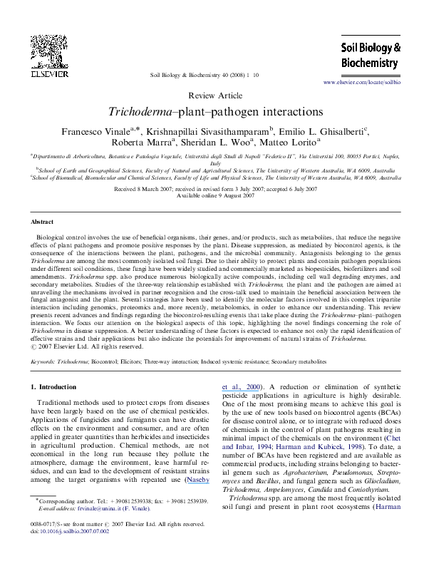 (PDF) Trichoderma–plant–pathogen interactions