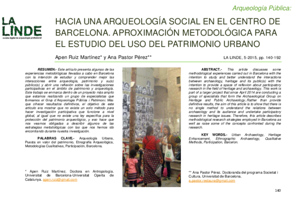 (PDF) HACIA UNA ARQUEOLOGÍA SOCIAL EN EL CENTRO DE BARCELONA ...