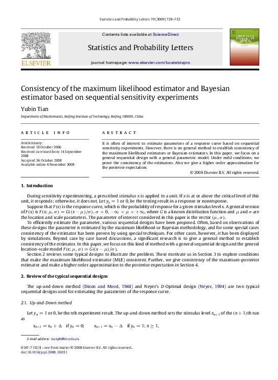 Consistency Of The Maximum Likelihood Estimator And Bayesian Estimator