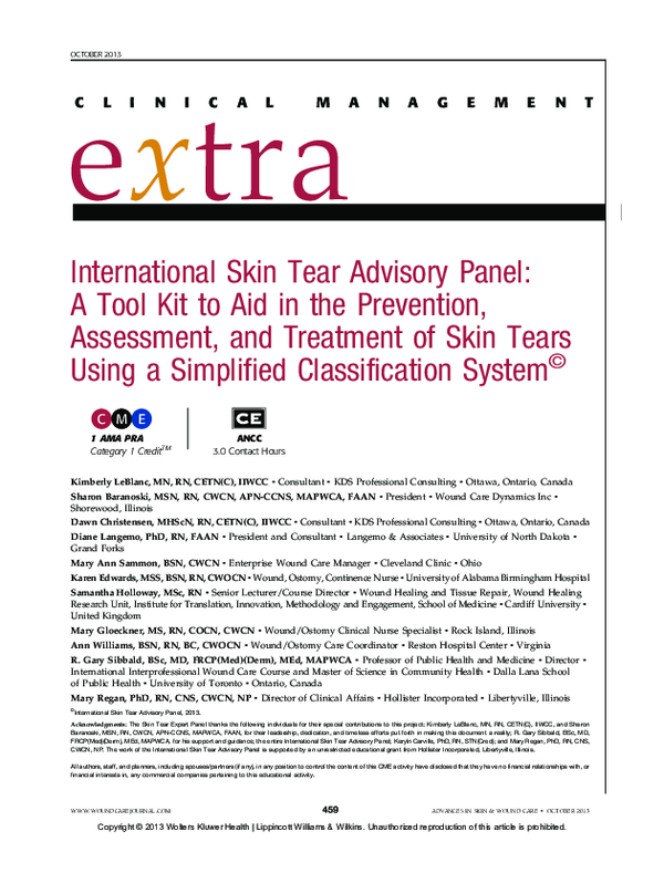 (PDF) International Skin Tear Advisory Panel: a tool kit to aid in the ...