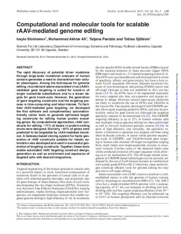 Pdf Computational And Molecular Tools For Scalable Raav Mediated