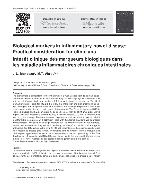 (PDF) Biological markers in inflammatory bowel disease: Practical ...