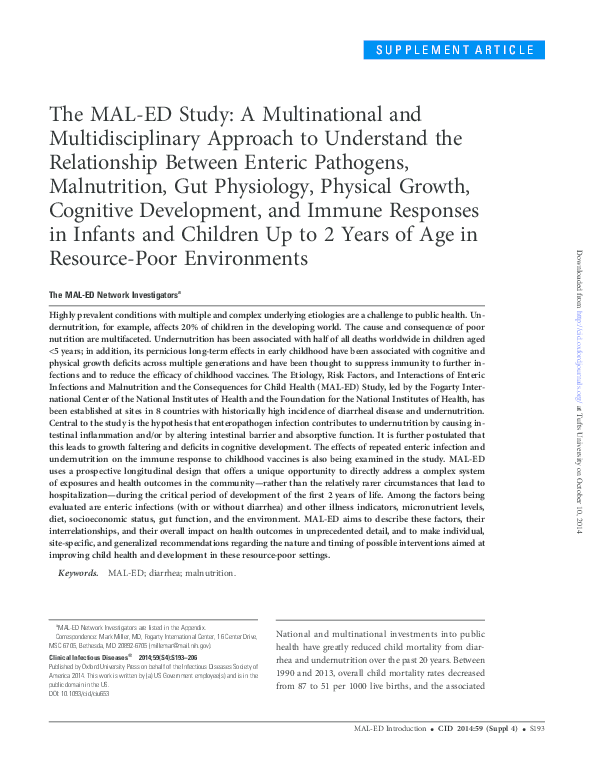 (PDF) The MAL-ED Study: A Multinational and Multidisciplinary Approach ...