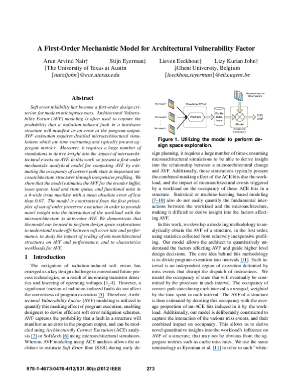 (PDF) A first-order mechanistic model for architectural vulnerability factor