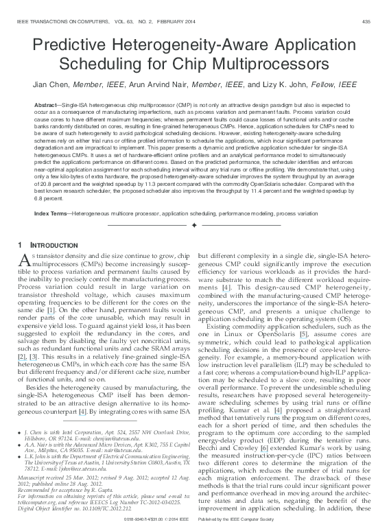 (PDF) Predictive Heterogeneity-Aware Application Scheduling for Chip ...