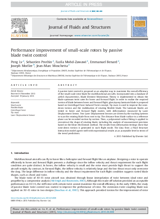 (PDF) Performance improvement of small-scale rotors by passive blade ...