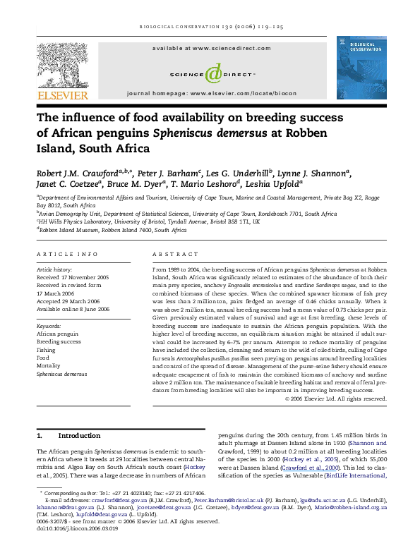 (PDF) The influence of food availability on breeding success of African ...