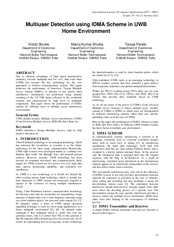 Pdf Idma Multiuser Detection In Uwb Environments