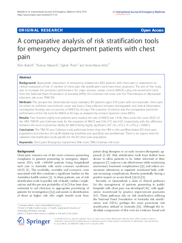(PDF) A comparative analysis of risk stratification tools for emergency ...