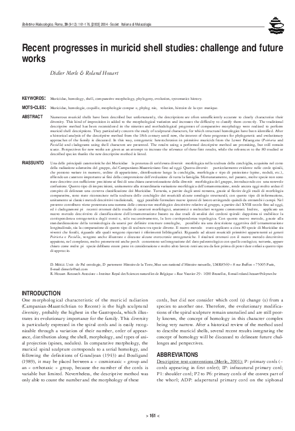 (PDF) Recent progresses in muricid shell studies: challenge and future ...