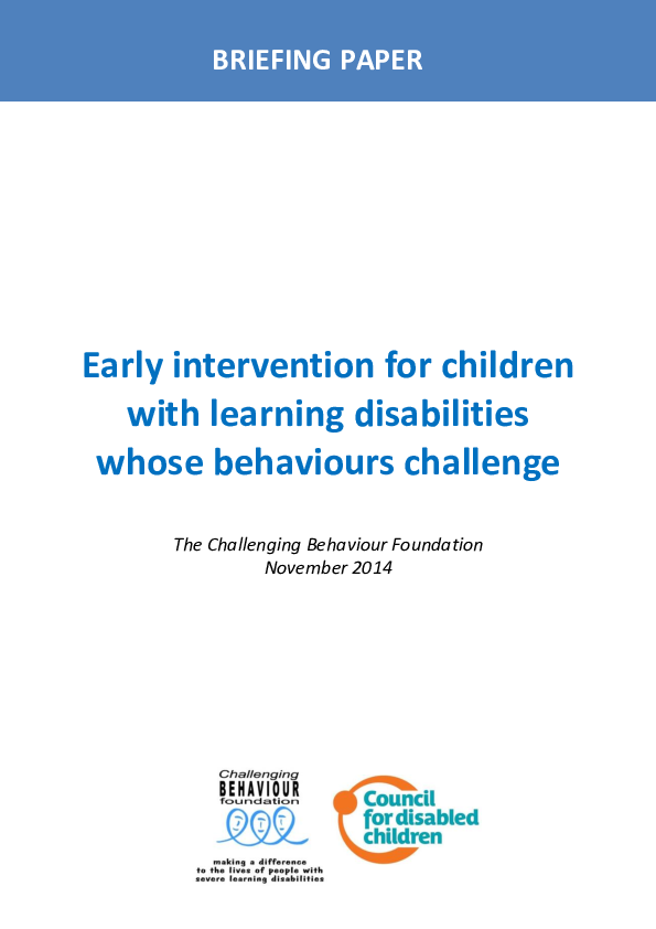 (PDF) Early intervention for children with learning disabilities ...