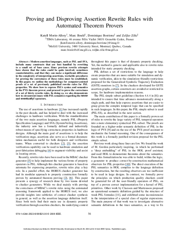 Pdf Proving And Disproving Assertion Rewrite Rules With Automated Theorem Provers Dominique