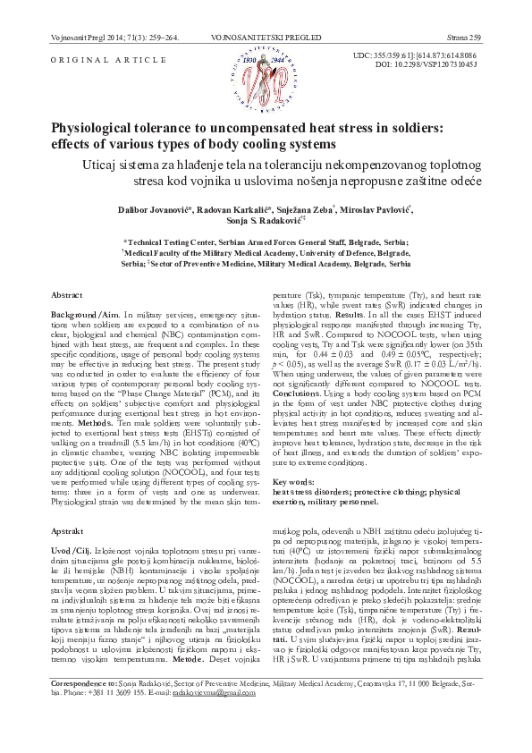 (PDF) Physiological tolerance to uncompensated heat stress in soldiers ...