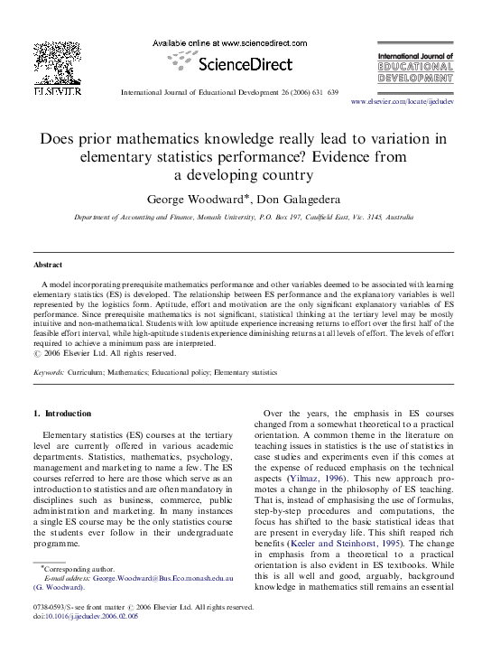 (PDF) Does prior mathematics knowledge really lead to variation in ...