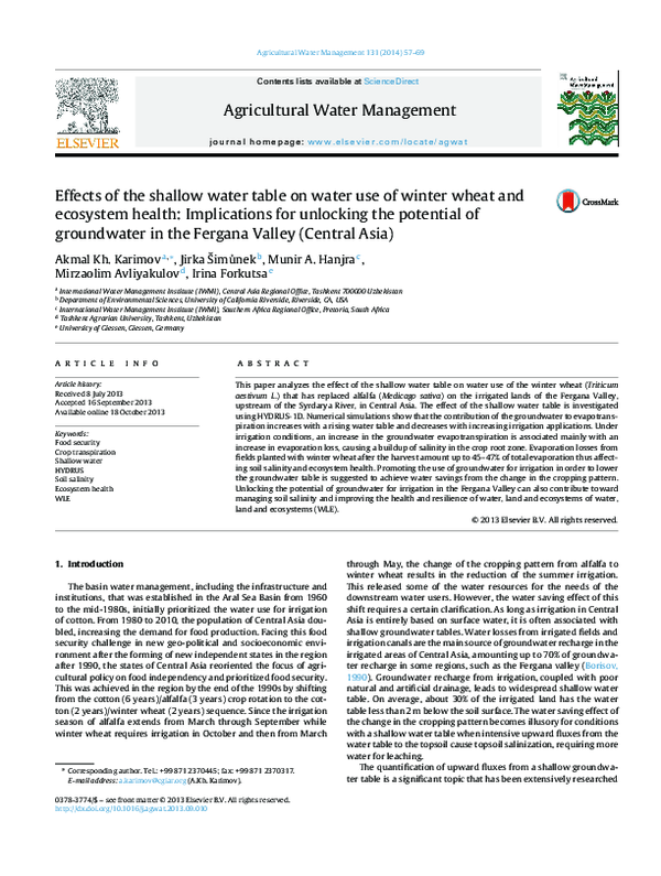 (PDF) Effects of the shallow water table on water use of winter wheat ...