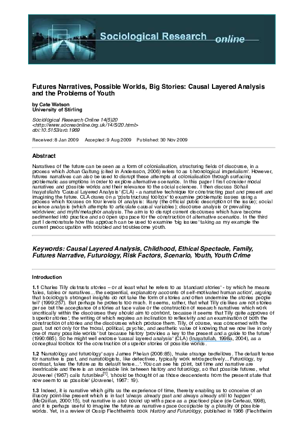 (PDF) Futures Narratives, Possible Worlds, Big Stories: Causal Layered ...