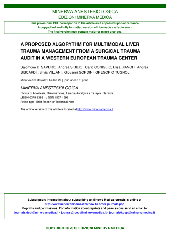 (PDF) A PROPOSED ALGORITHM FOR MULTIMODAL LIVER TRAUMA MANAGEMENT FROM ...