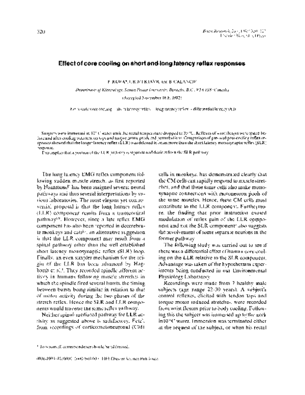 (PDF) Effect of core cooling on short and long latency reflex responses