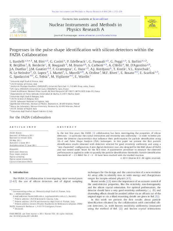 (PDF) Progresses in the pulse shape identification with silicon detectors within the FAZIA ...