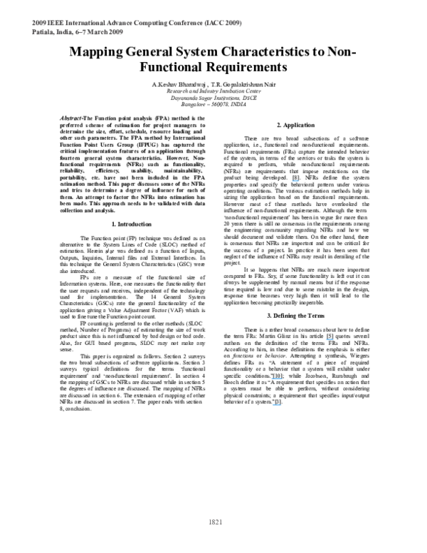 (PDF) Mapping General System Characteristics to Non-Functional Requirements