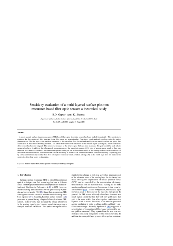 (PDF) Sensitivity evaluation of a multi-layered surface plasmon resonance-based fiber optic ...