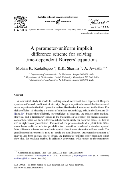 Pdf A Parameter Uniform Implicit Difference Scheme For Solving Time