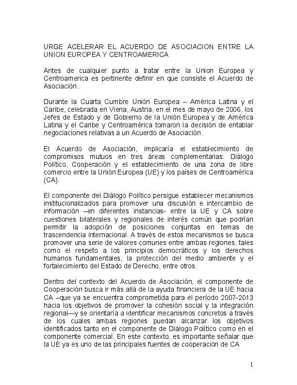 (DOC) Acuerdo de Asociacion entre Union Europea y Centroamerica