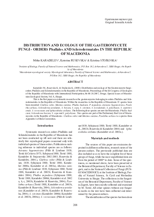 (PDF) Distribution and ecology of the gasteromycete fungi - orders ...