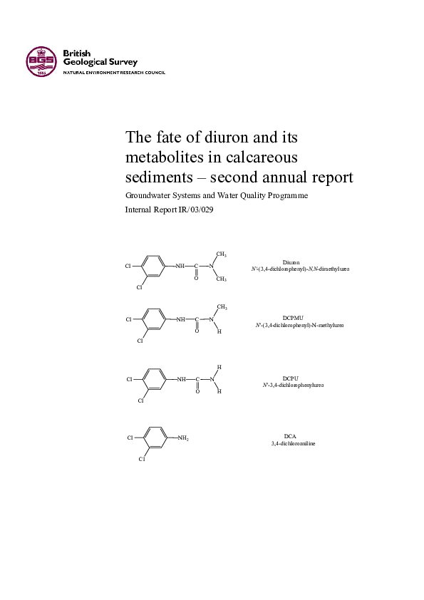 (PDF) The fate of diuron and its metabolites in calcareous sediments ...