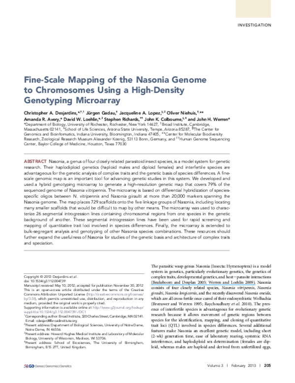 (PDF) Fine-Scale Mapping of the Nasonia Genome to Chromosomes Using a ...