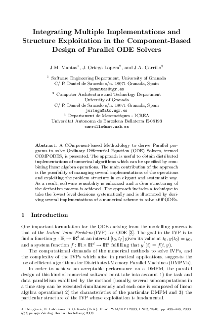 Pdf Integrating Multiple Implementations And Structure Exploitation