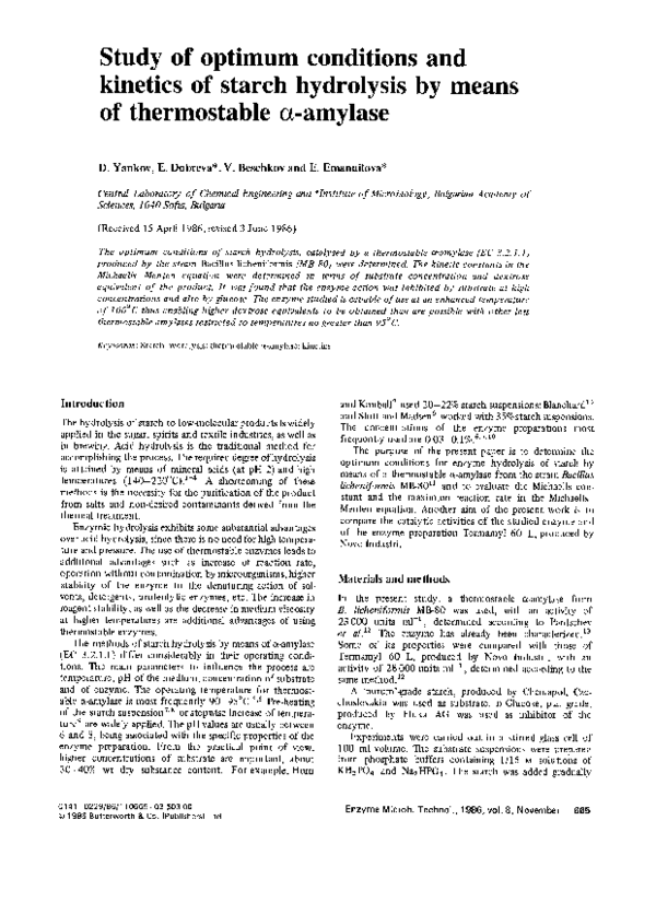 hydrolysis of starch reaction