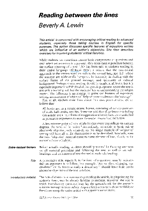 (PDF) Reading between the Lines