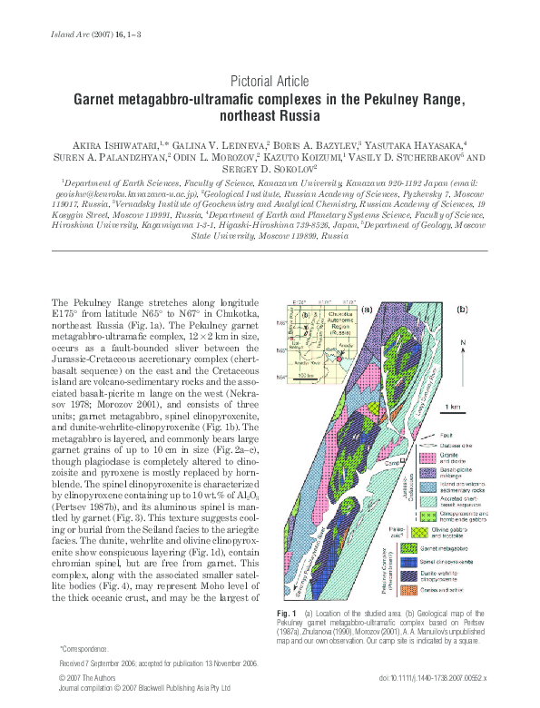 (PDF) Garnet metagabbro-ultramafic complexes in the Pekulney Range ...