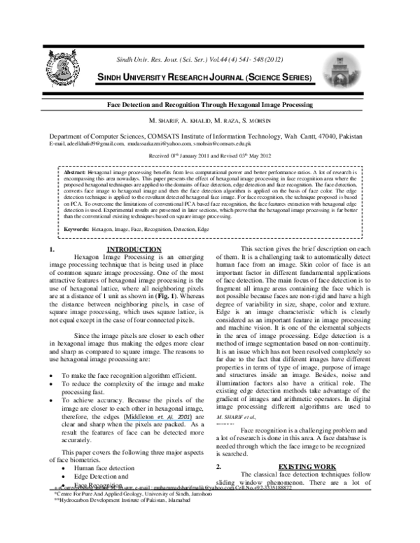 Pdf Face Detection And Recognition Through Hexagonal Image Processing