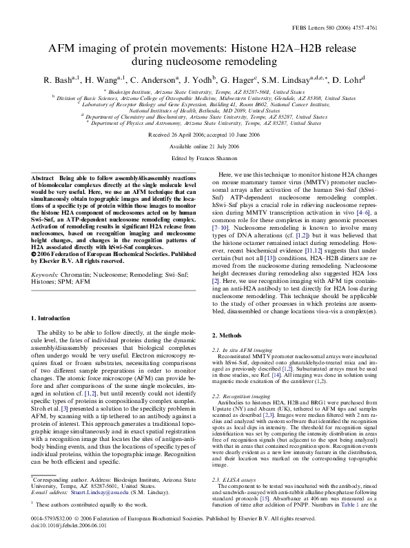 (PDF) AFM imaging of protein movements: Histone H2A–H2B release during ...