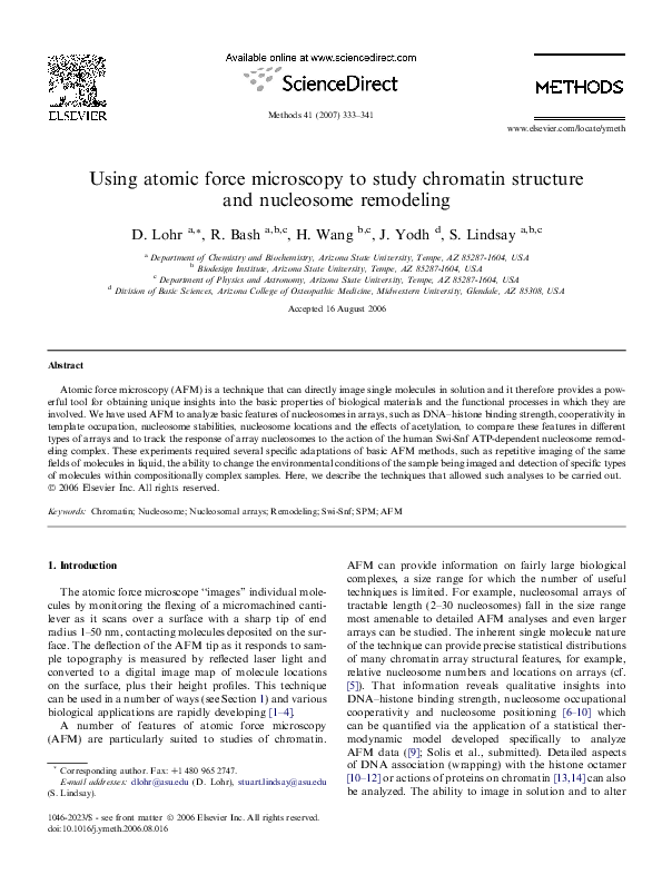 (PDF) Using atomic force microscopy to study chromatin structure and ...