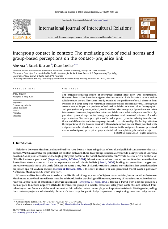 (PDF) Intergroup contact in context: The mediating role of social norms ...