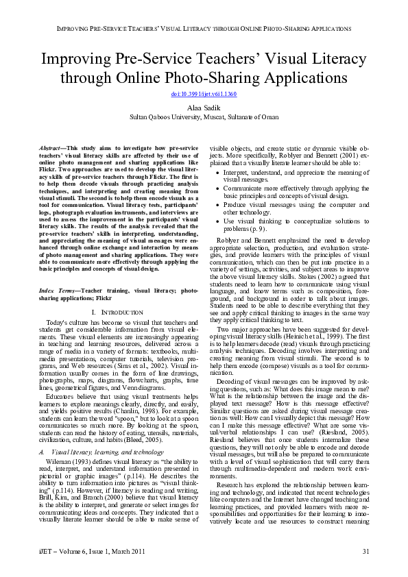 (PDF) Improving Pre-Service Teachers' Visual Literacy through Online Photo-Sharing Applications.