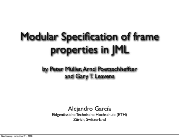 (PDF) Modular specification of frame properties in JML