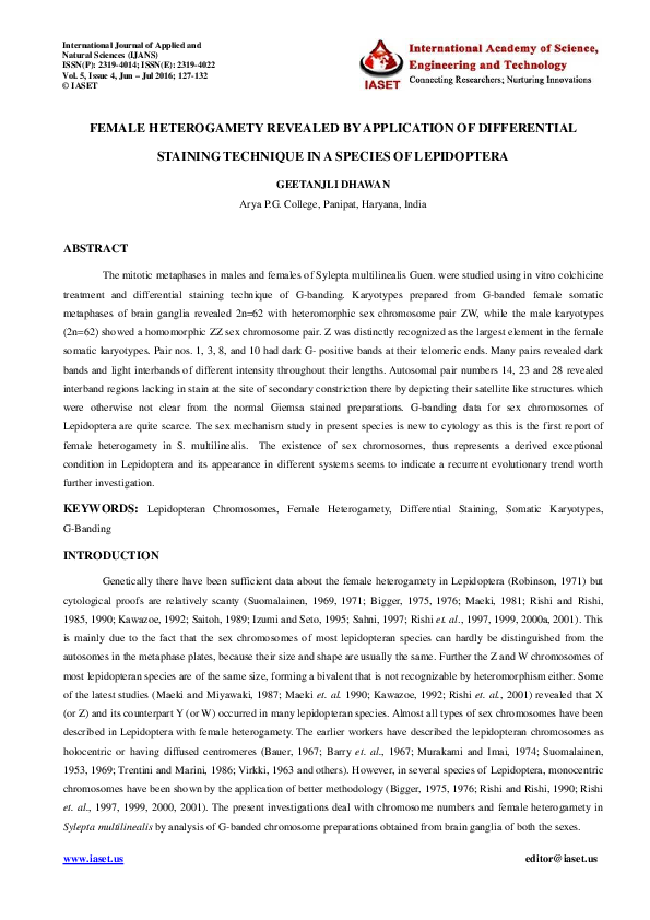 (PDF) FEMALE HETEROGAMETY REVEALED BY APPLICATION OF DIFFERENTIAL ...