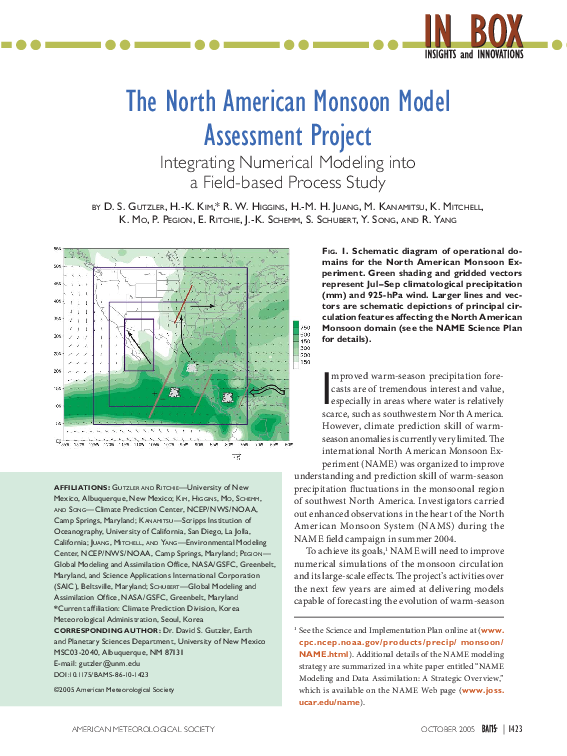 (PDF) The North American Monsoon Model Assessment Project: Integrating Numerical Modeling into a ...