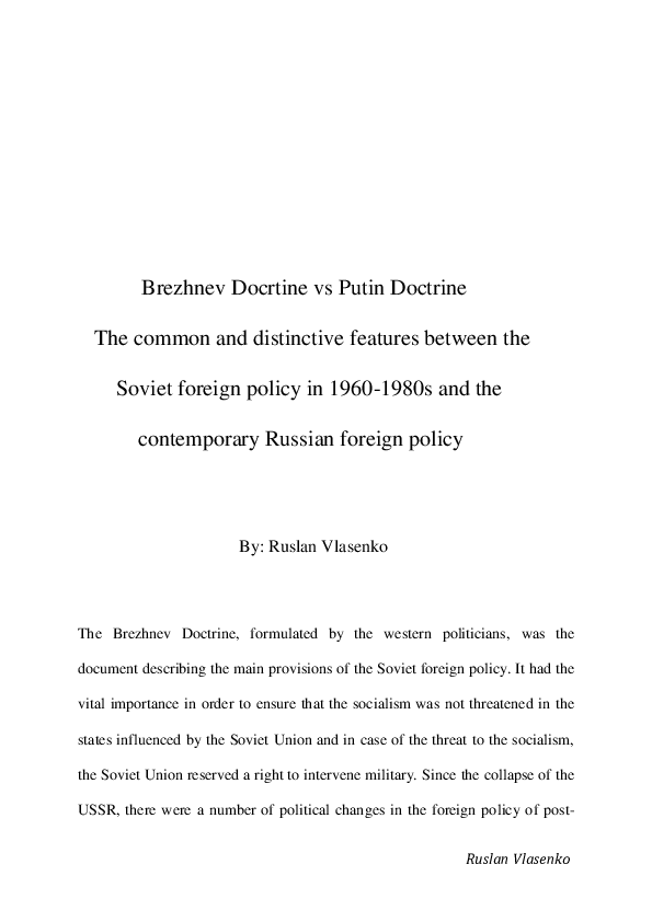 Brezhnev Doctrine vs Putin Doctrine The common and distinctive features ...