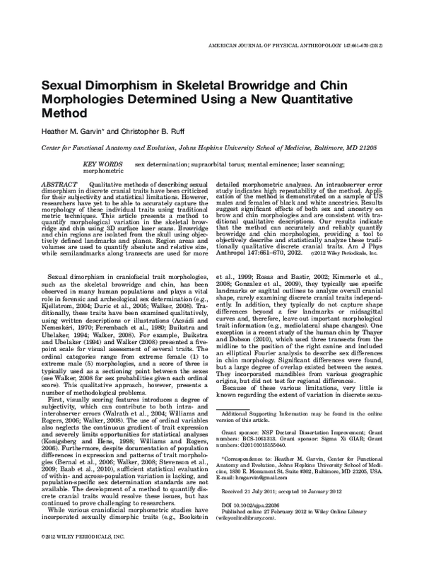 (PDF) Sexual dimorphism in skeletal browridge and chin morphologies ...