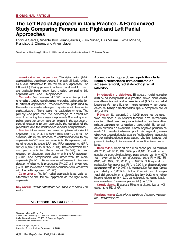 (PDF) The left radial approach in daily practice. A randomized study ...