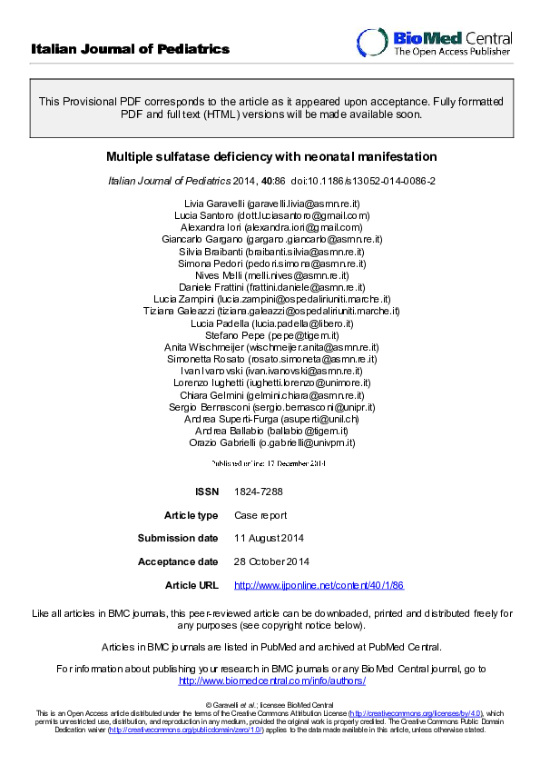(PDF) Multiple sulfatase deficiency with neonatal manifestation