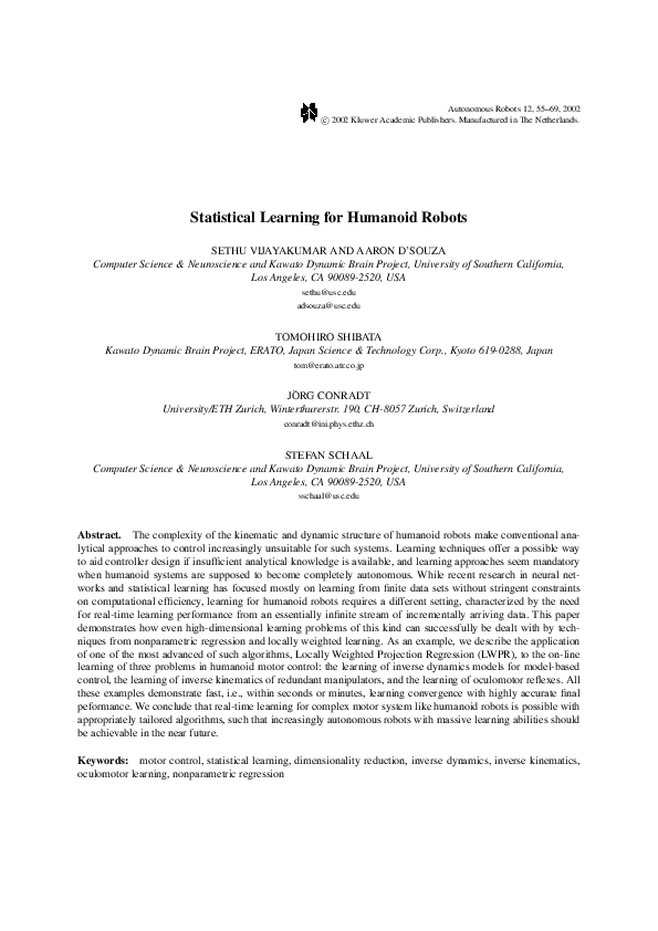 (PDF) Nonparametric Motion Retargeting for Humanoid Robots on Shared Latent Space | Matthew Pan ...