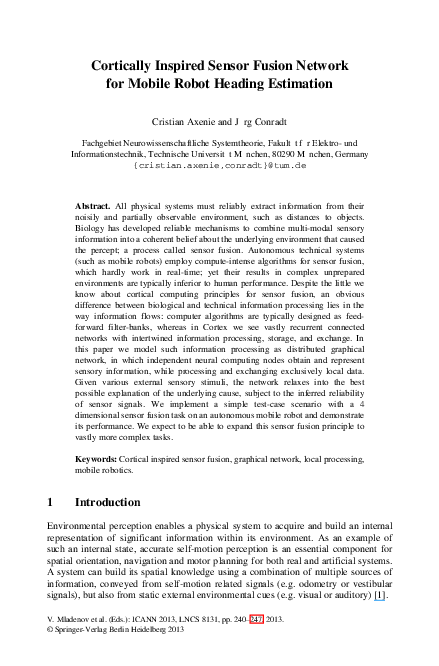 Pdf Cortically Inspired Sensor Fusion Network For Mobile Robot Egomotion Estimation