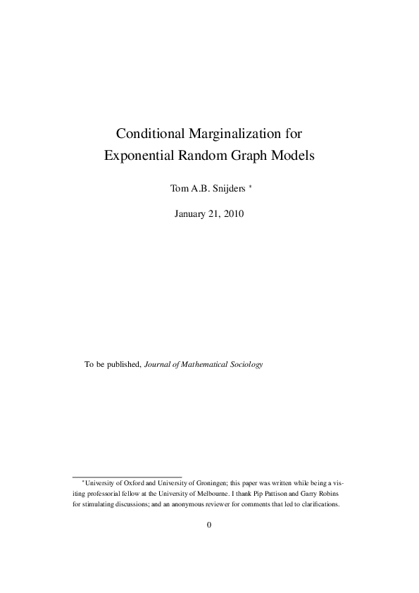 (PDF) Conditional marginalization for exponential random graph models