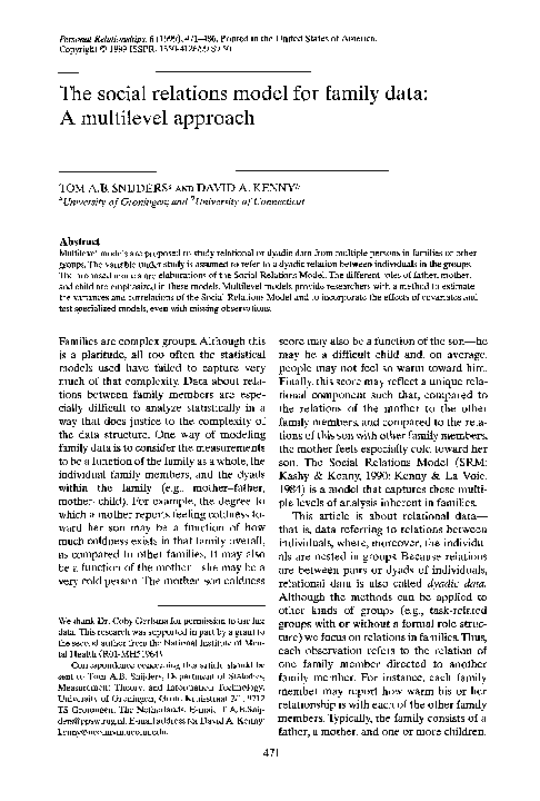(PDF) The social relations model for family data: A multilevel approach